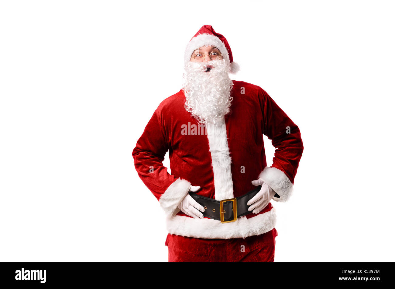 Santa Claus on white background Stock Photo - Alamy