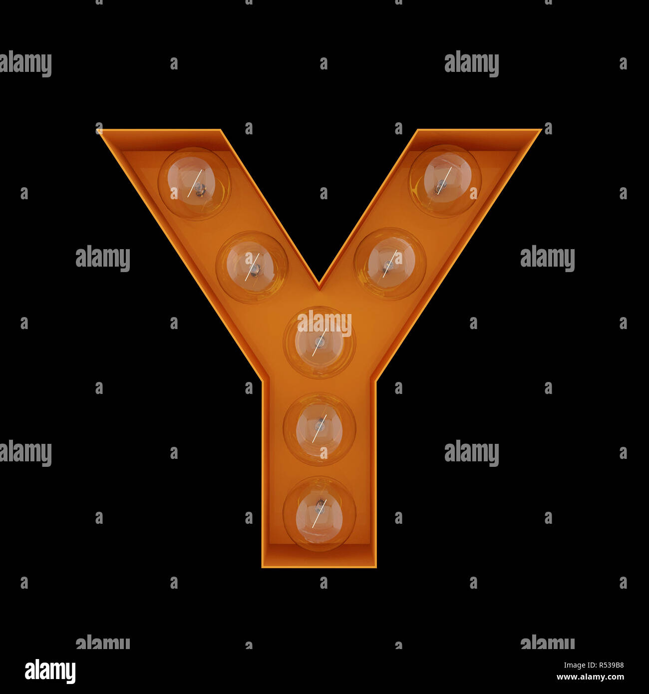 3D Illustration. The capital letter Y with light bulbs Stock Photo - Alamy