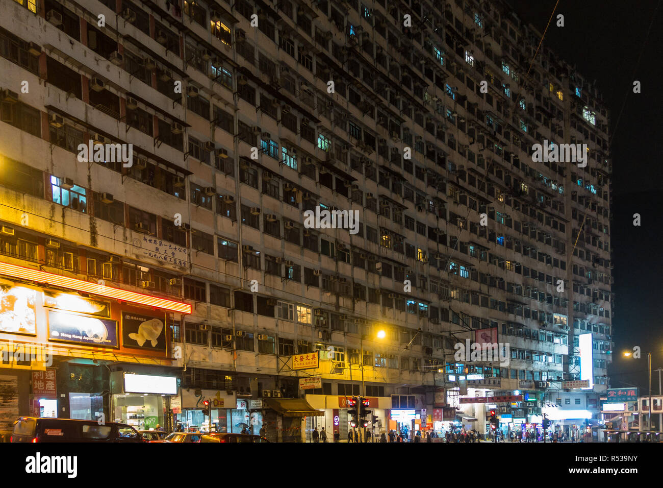 Night view of Montane Mansion from King's Road, a famous run-dow and ...