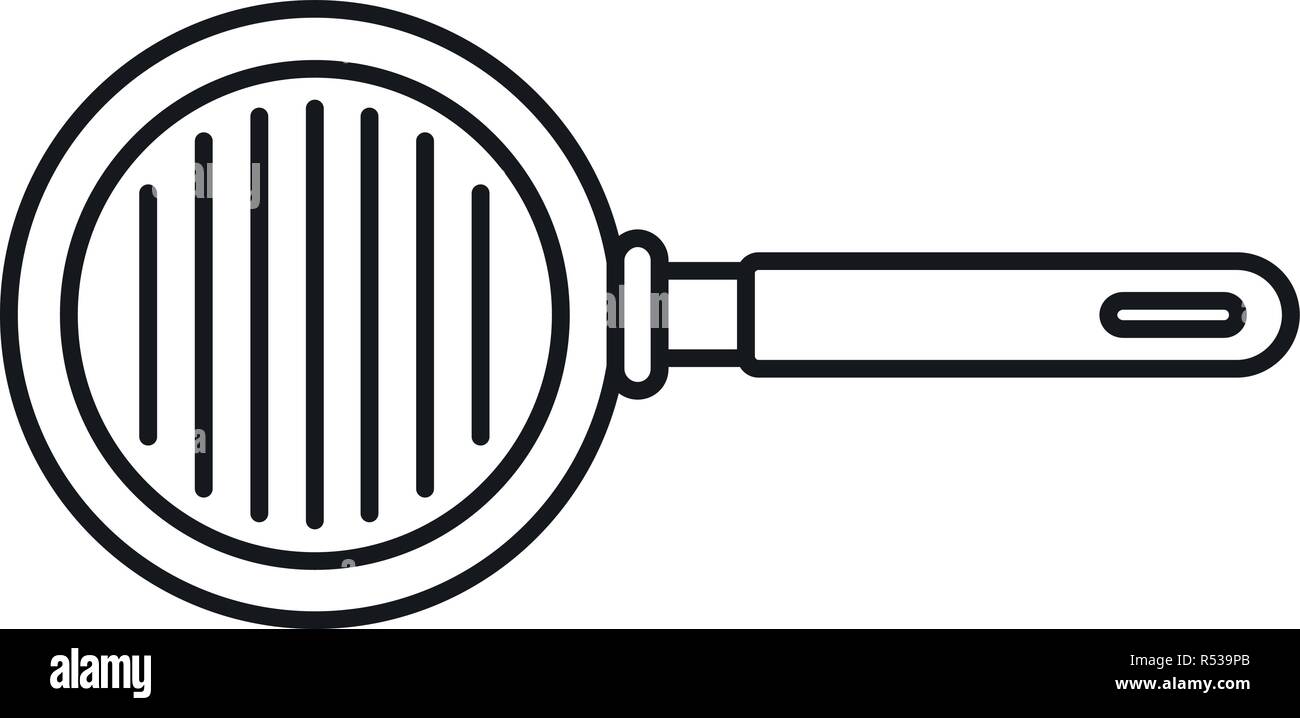Grill pan icon. Outline grill pan vector icon for web design isolated ...