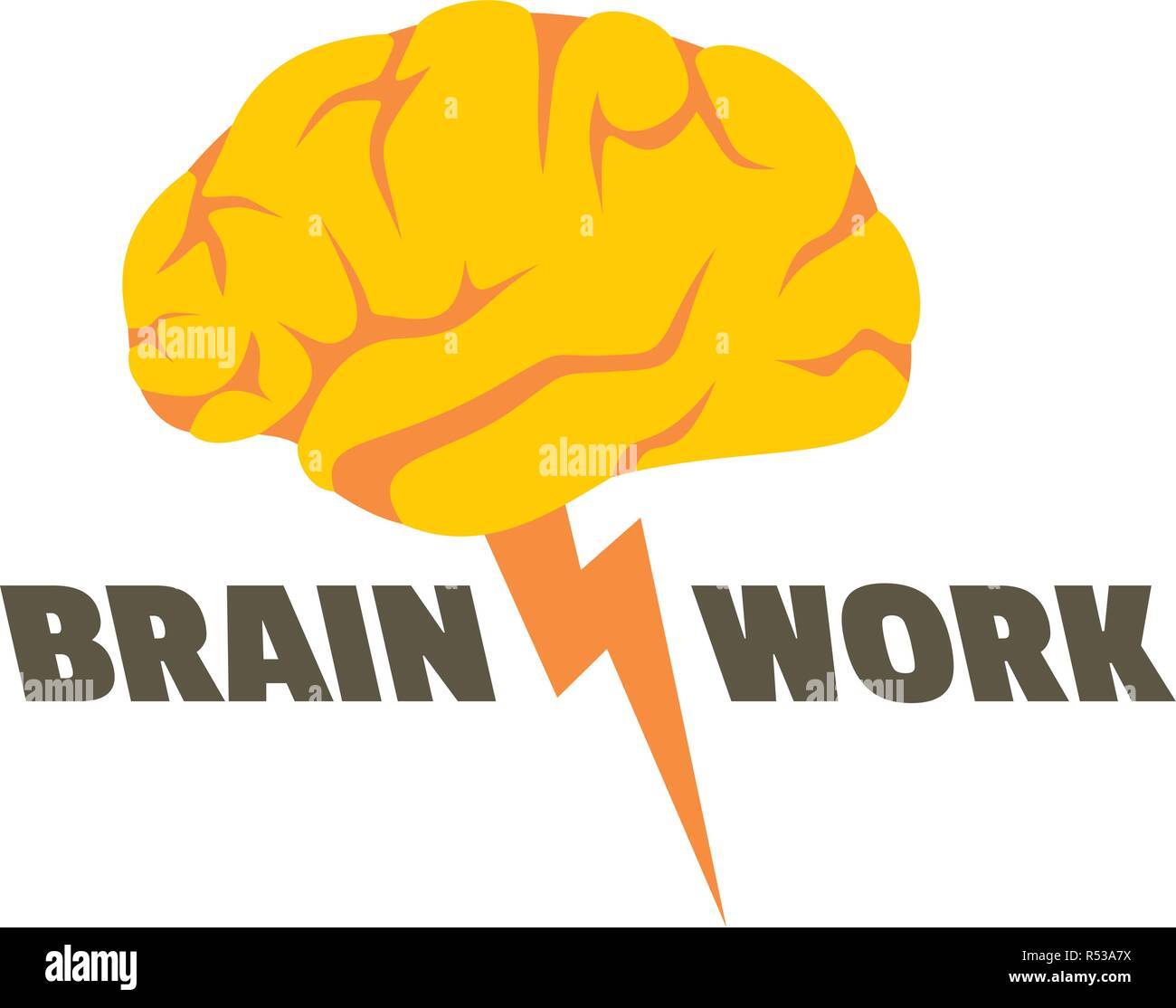 Brain work logo. Flat illustration of brain work vector logo for web ...