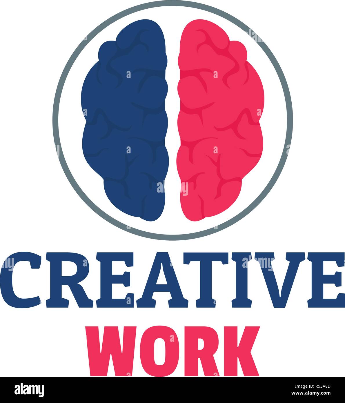 Creative brain work logo. Flat illustration of creative brain work ...