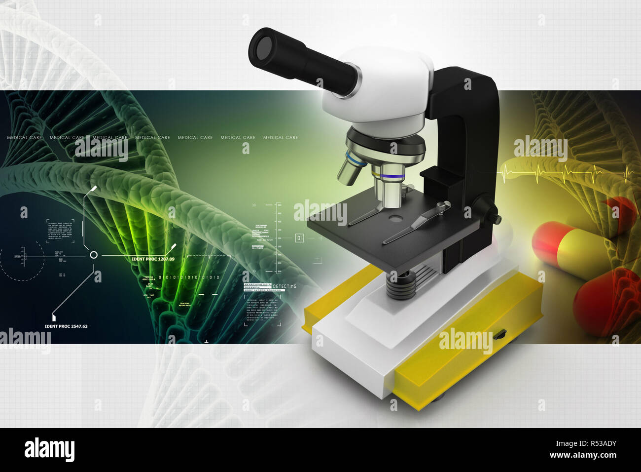 microscope on abstract background Stock Photo - Alamy