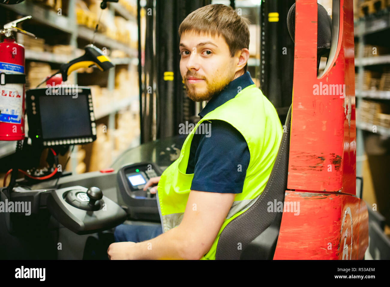 Forklift reachtruck hi-res stock photography and images - Alamy