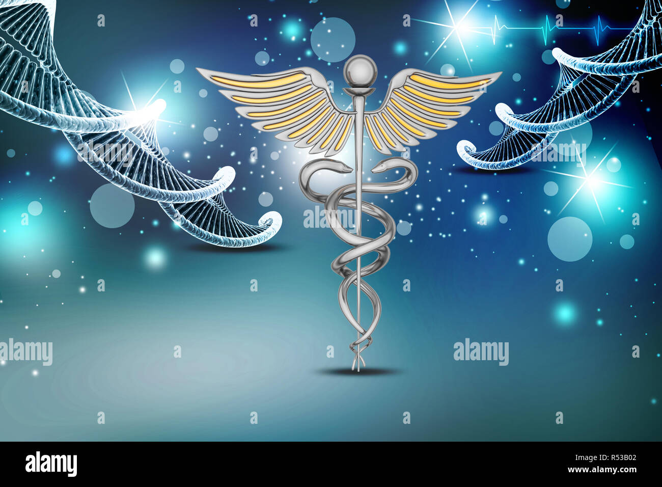Dna and caduceus sign Stock Photo - Alamy