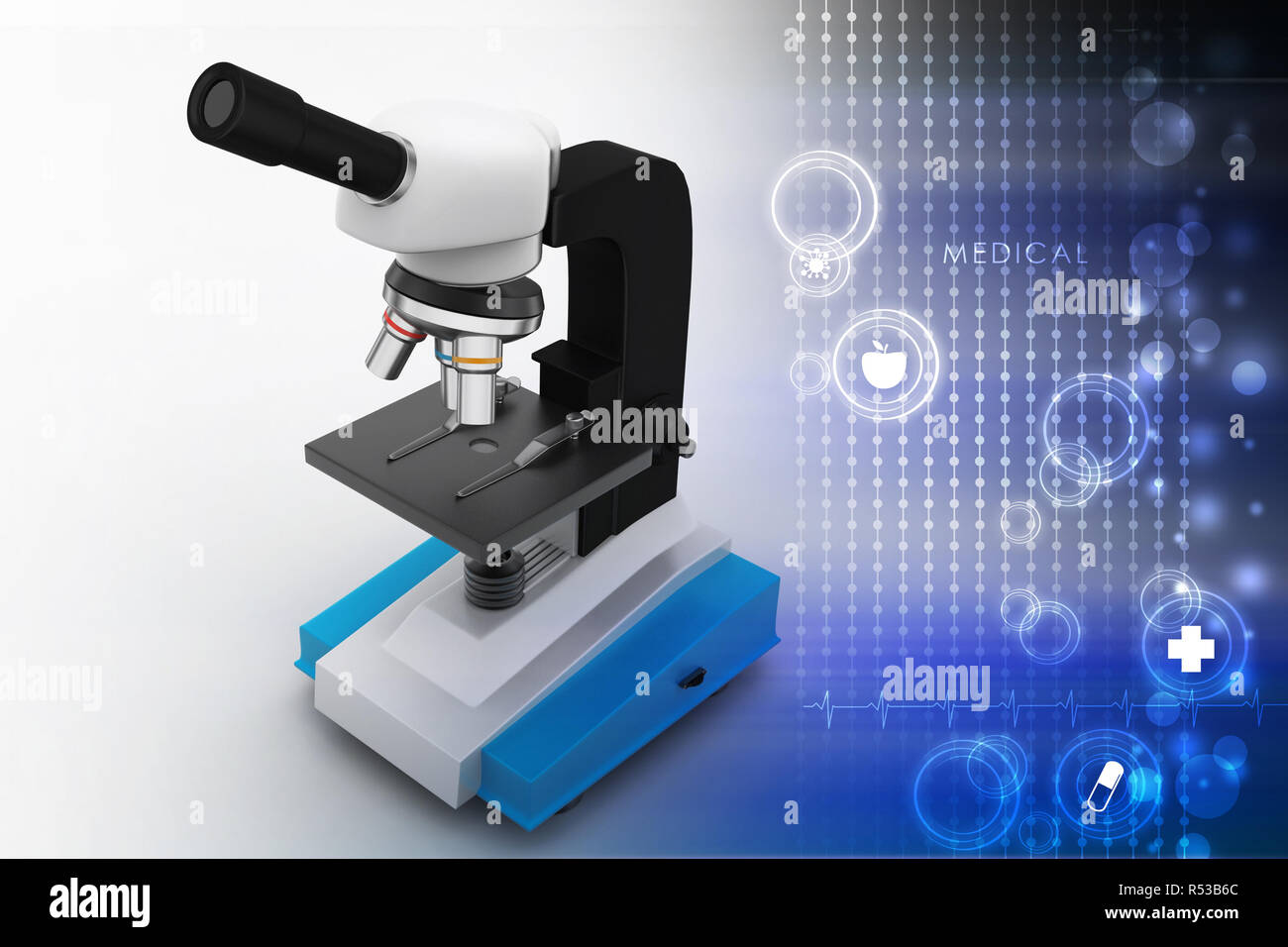 microscope on abstract background Stock Photo - Alamy