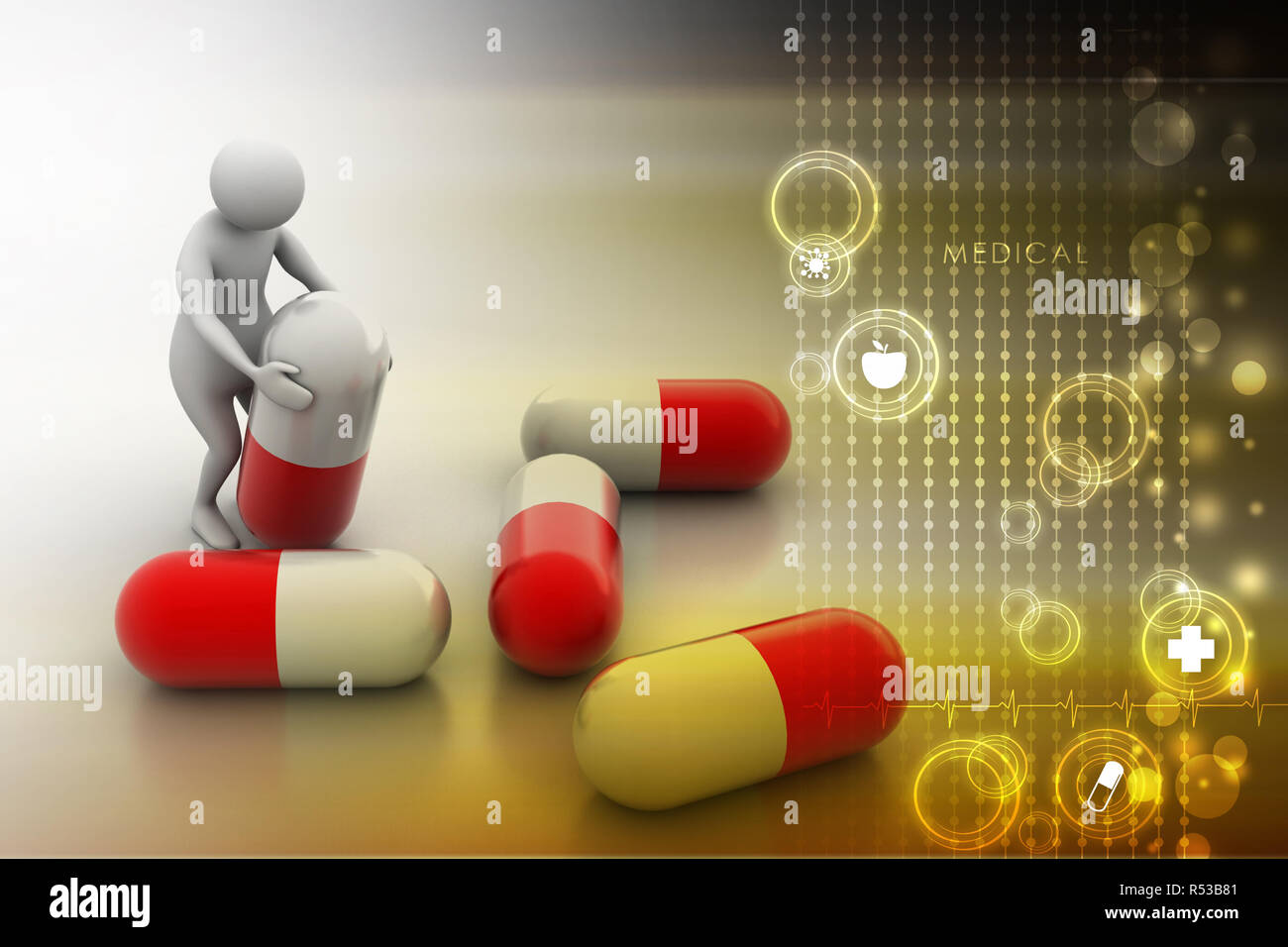 3d man with capsule, medical concept Stock Photo - Alamy