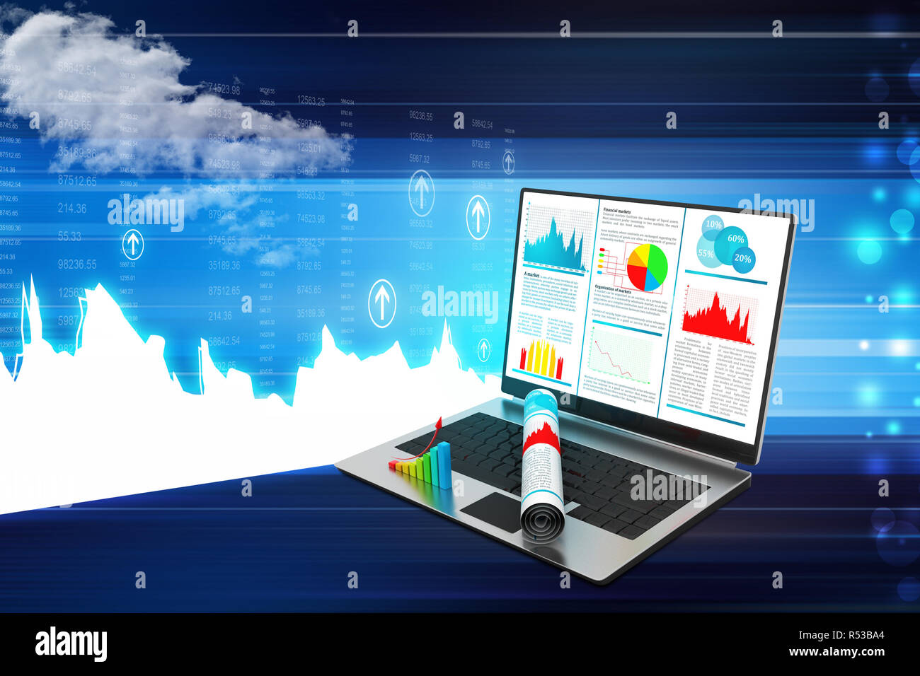 Laptop showing a financial report Stock Photo - Alamy