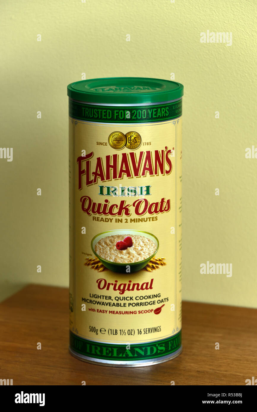 Carton of Flahavan's Irish Quick Oats. Ready in 2 minutes. Original ...