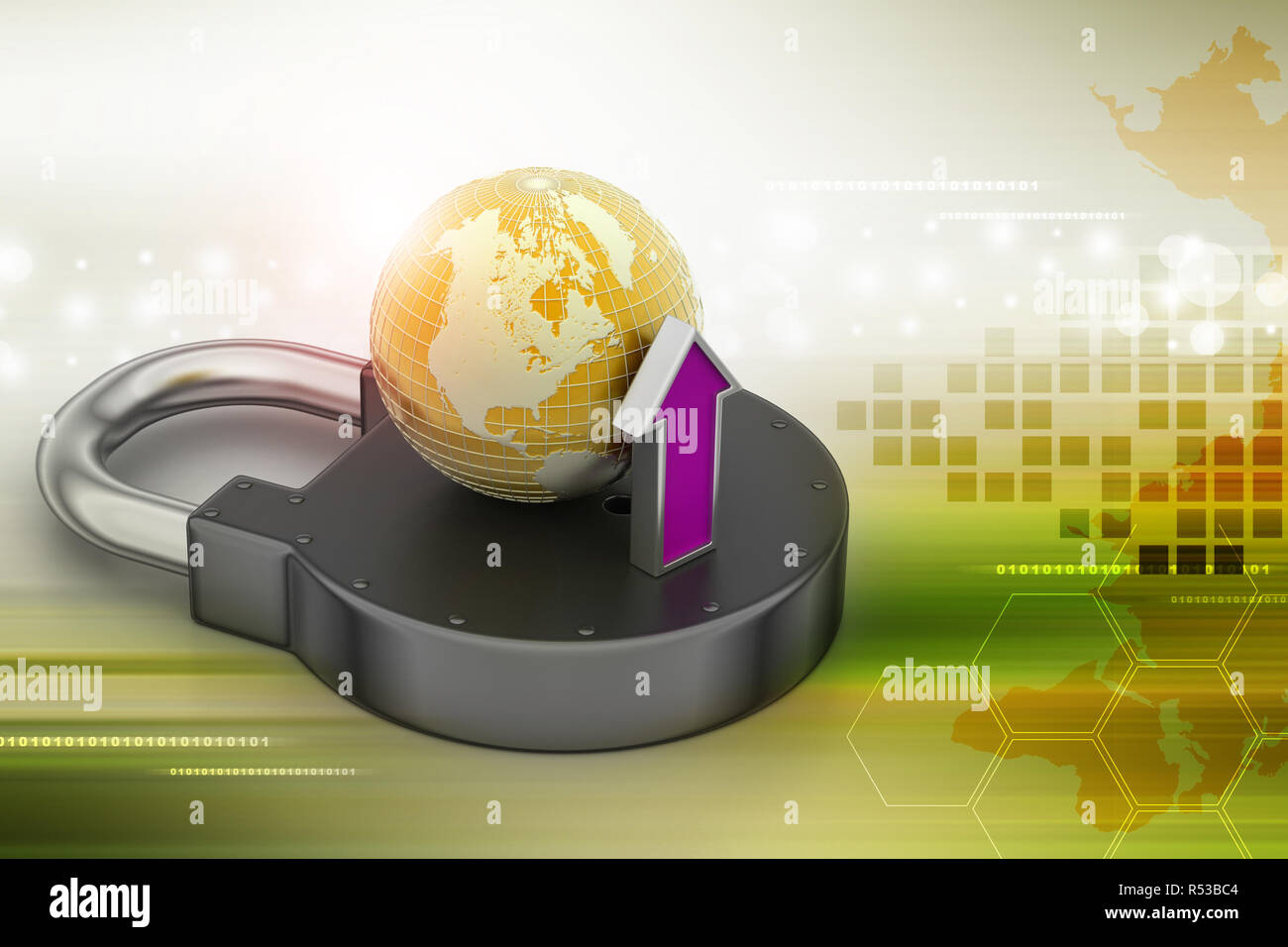 Lock globe security concept illustration hi-res stock photography and ...