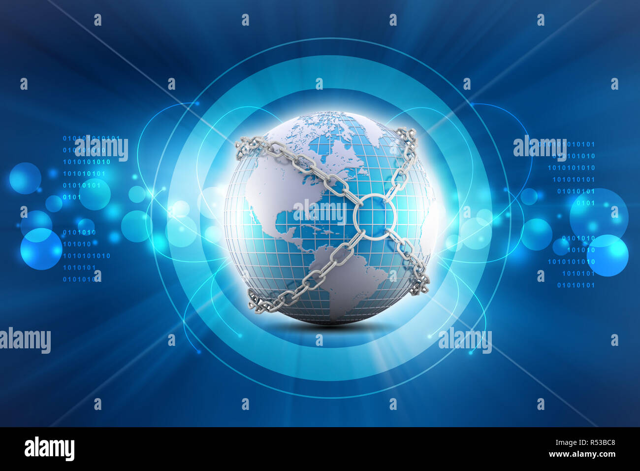 Earth globe close in chain Stock Photo - Alamy