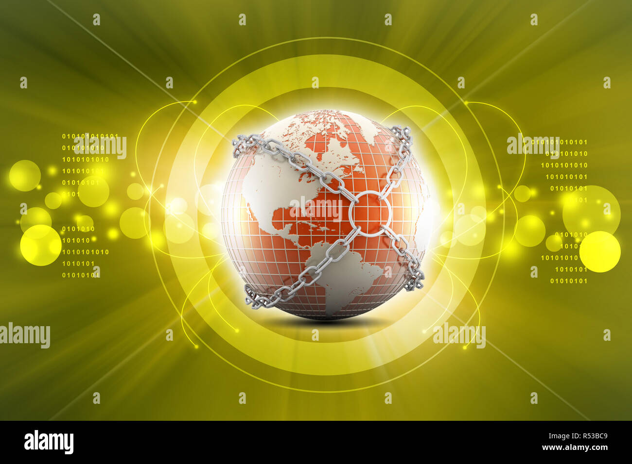 Earth globe close in chain Stock Photo - Alamy