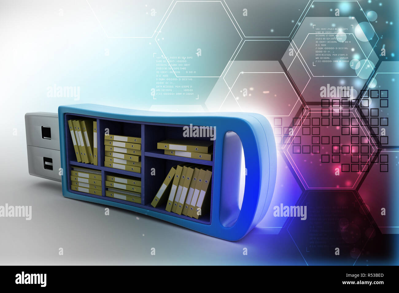 Usb drive with file folder Stock Photo - Alamy