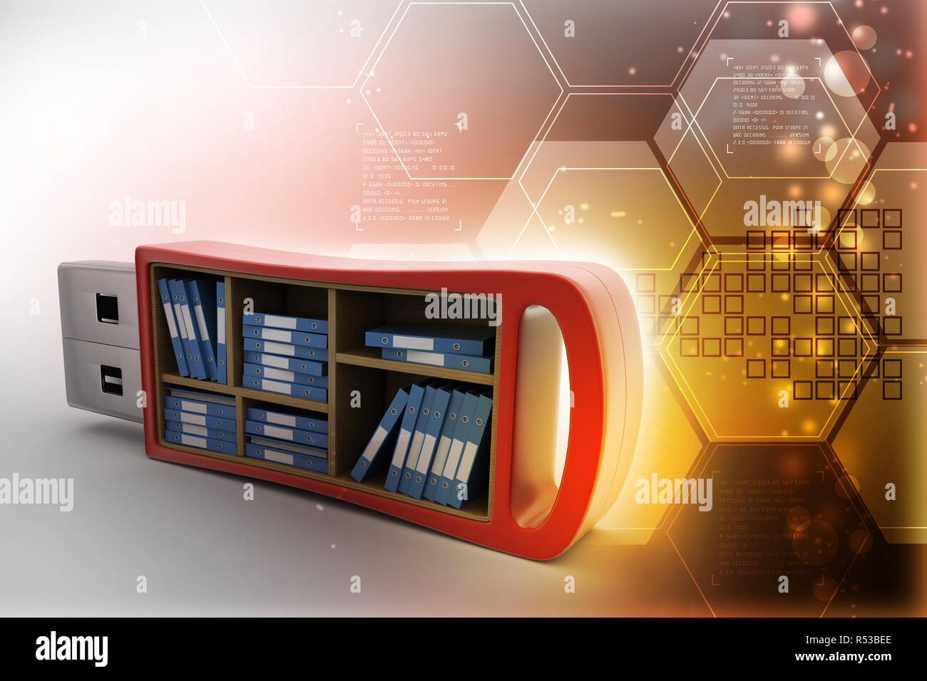 Usb drive with file folder Stock Photo - Alamy