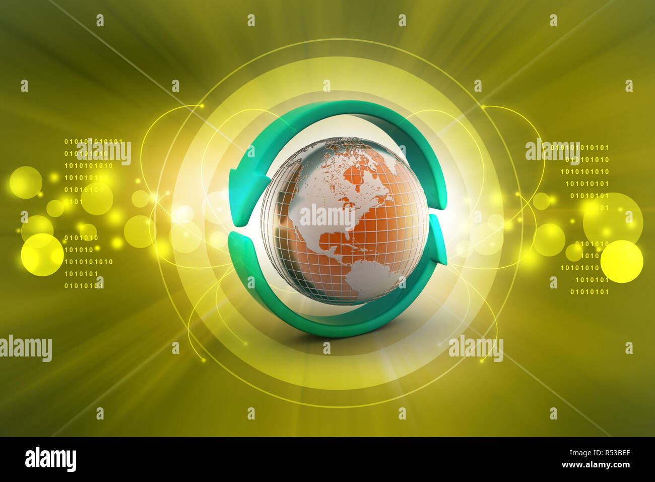 Earth with arrow circle around Stock Photo - Alamy