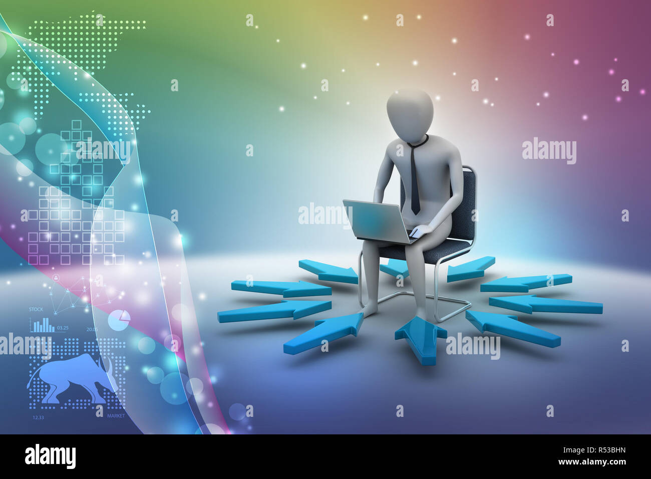 3d man working on laptop Stock Photo - Alamy
