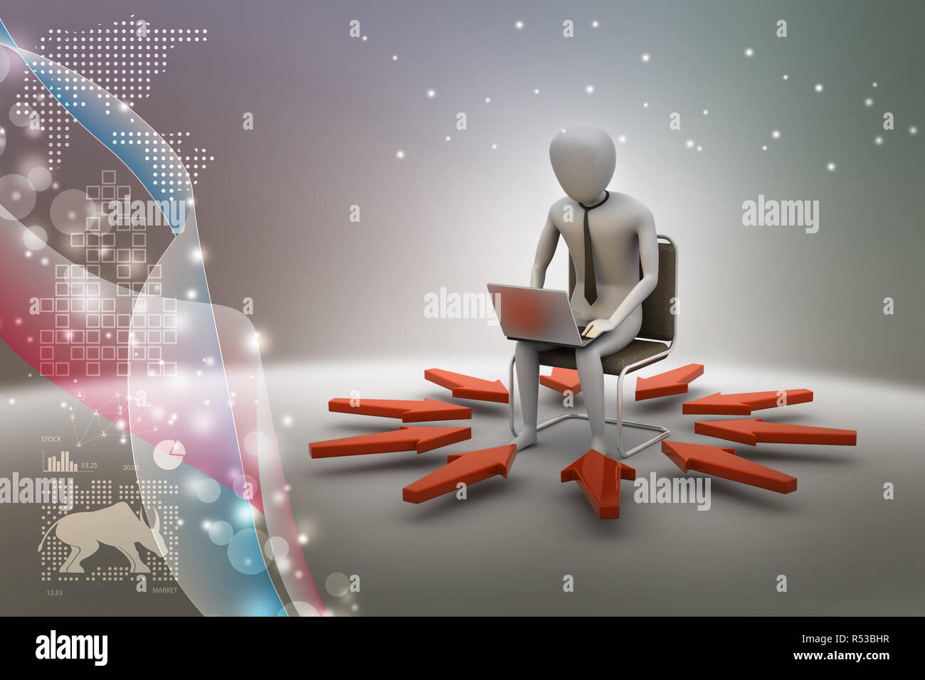 3d man working on laptop Stock Photo - Alamy