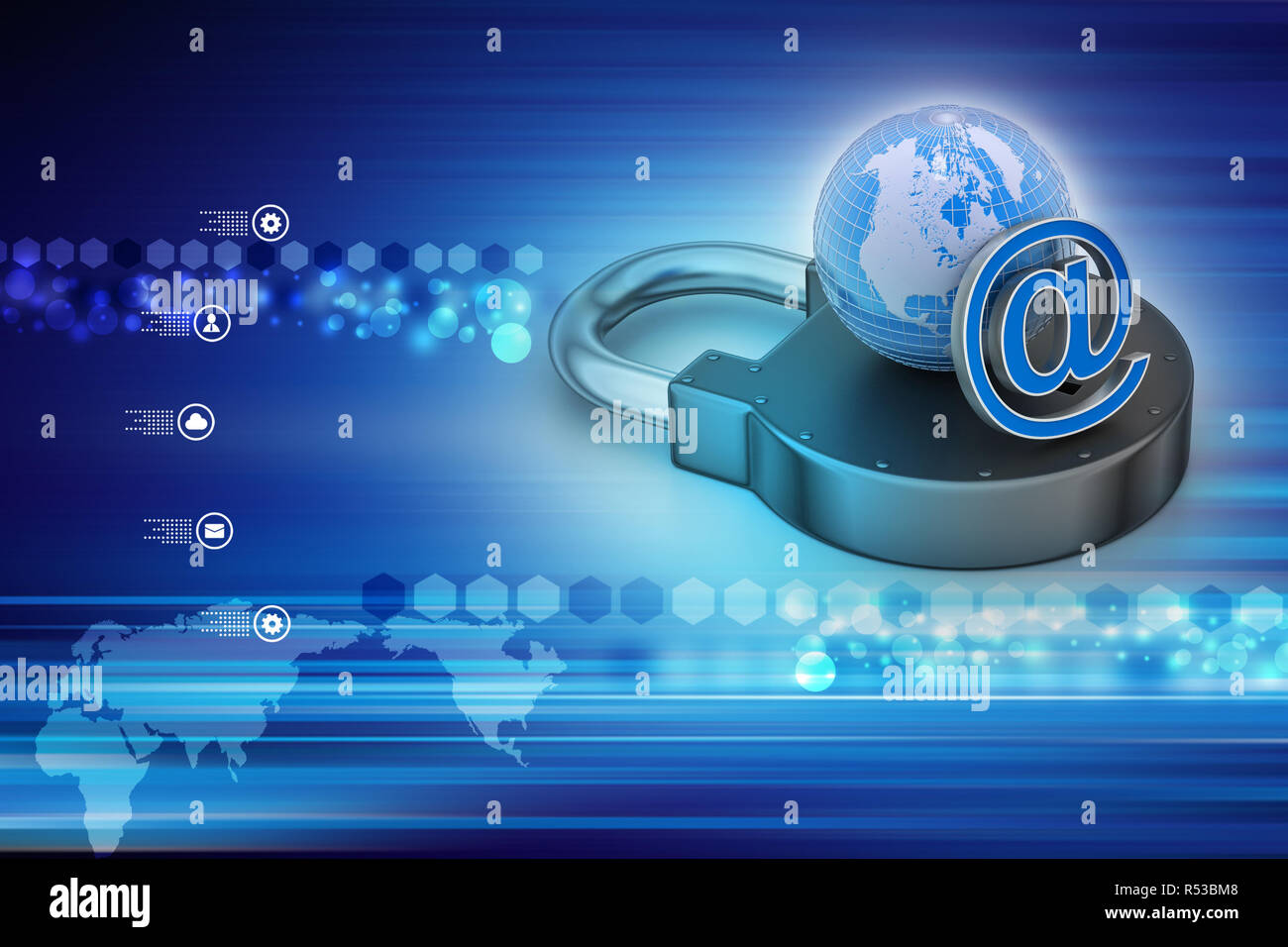 Lock globe security concept illustration hi-res stock photography and ...