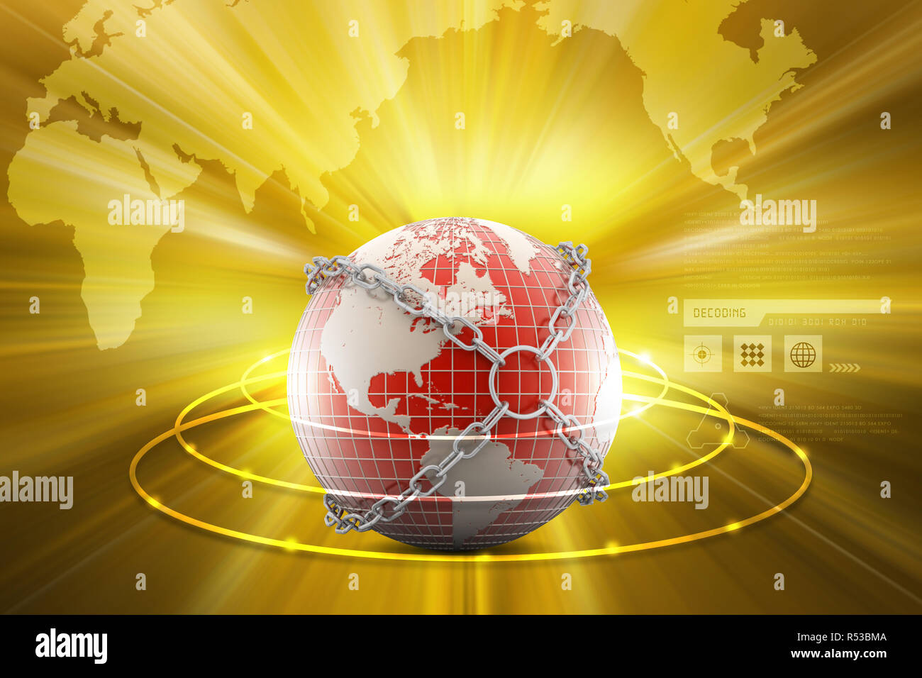 Earth globe close in chain Stock Photo - Alamy