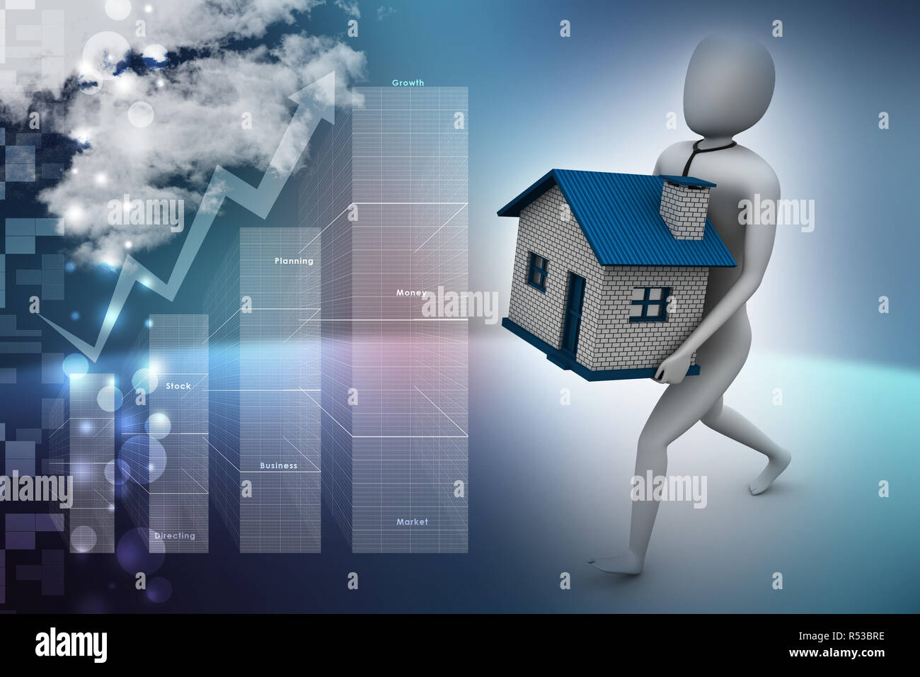 3d man holding house Stock Photo - Alamy