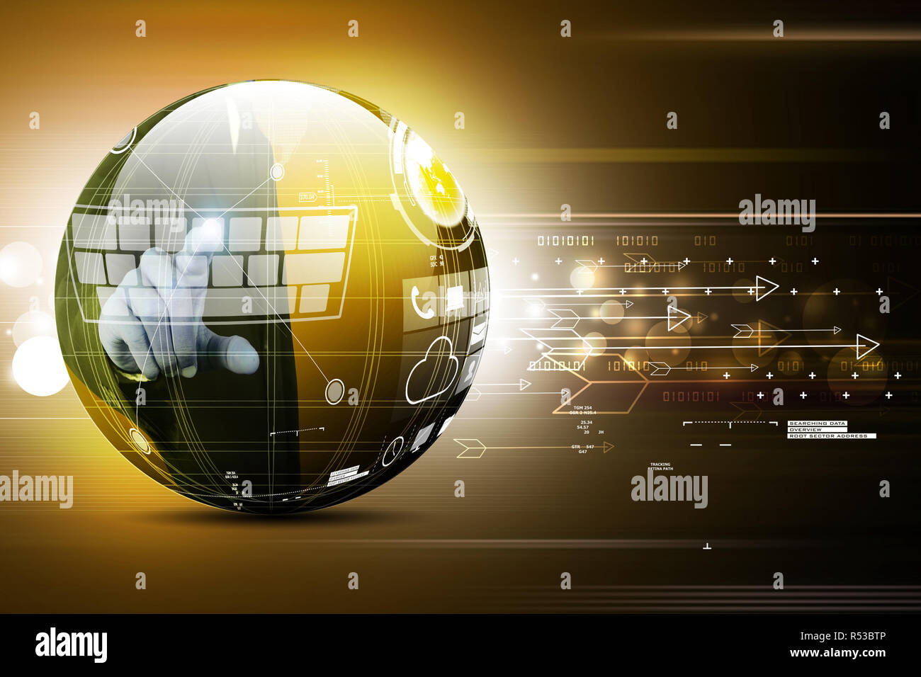 Digital globe in color background Stock Photo - Alamy