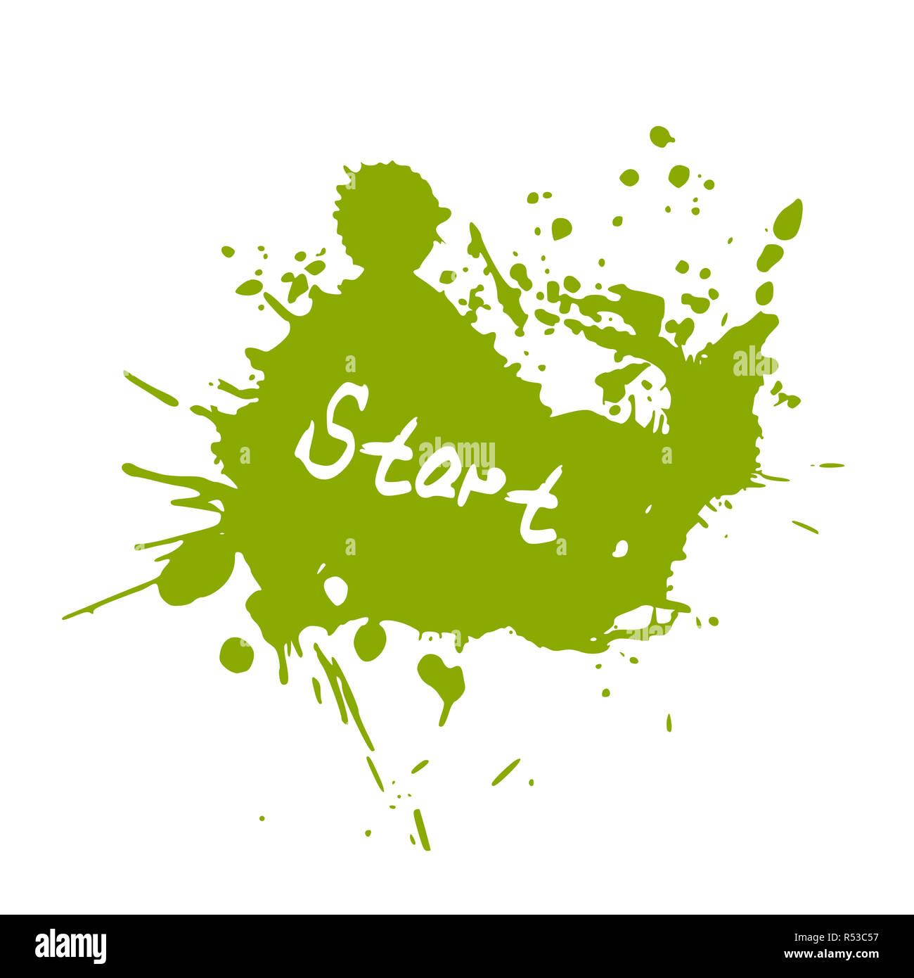 Green splash with word start Stock Photo - Alamy