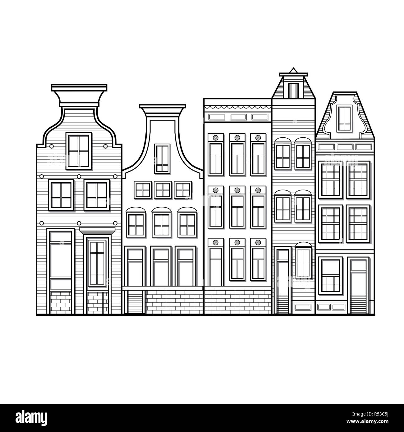 Amsterdam netherlands canal houses Cut Out Stock Images & Pictures - Alamy
