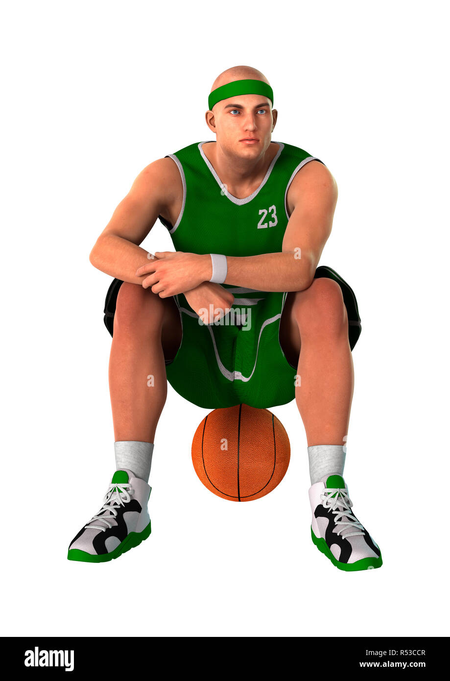 3D Rendering Basketball Player on White Stock Photo - Alamy