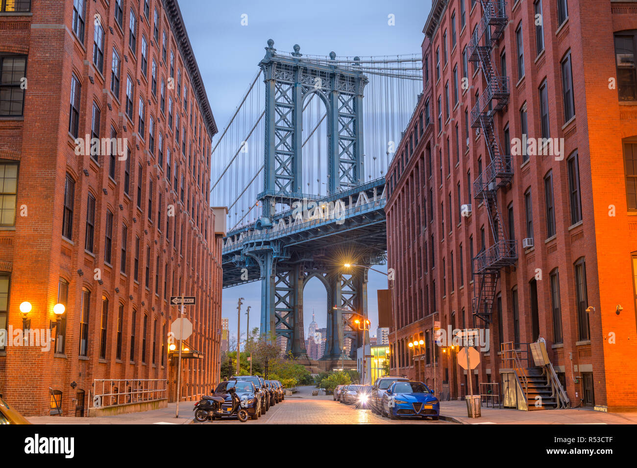 Brooklyn, New York, USA cityscape with Manhattan Bridge Stock Photo - Alamy