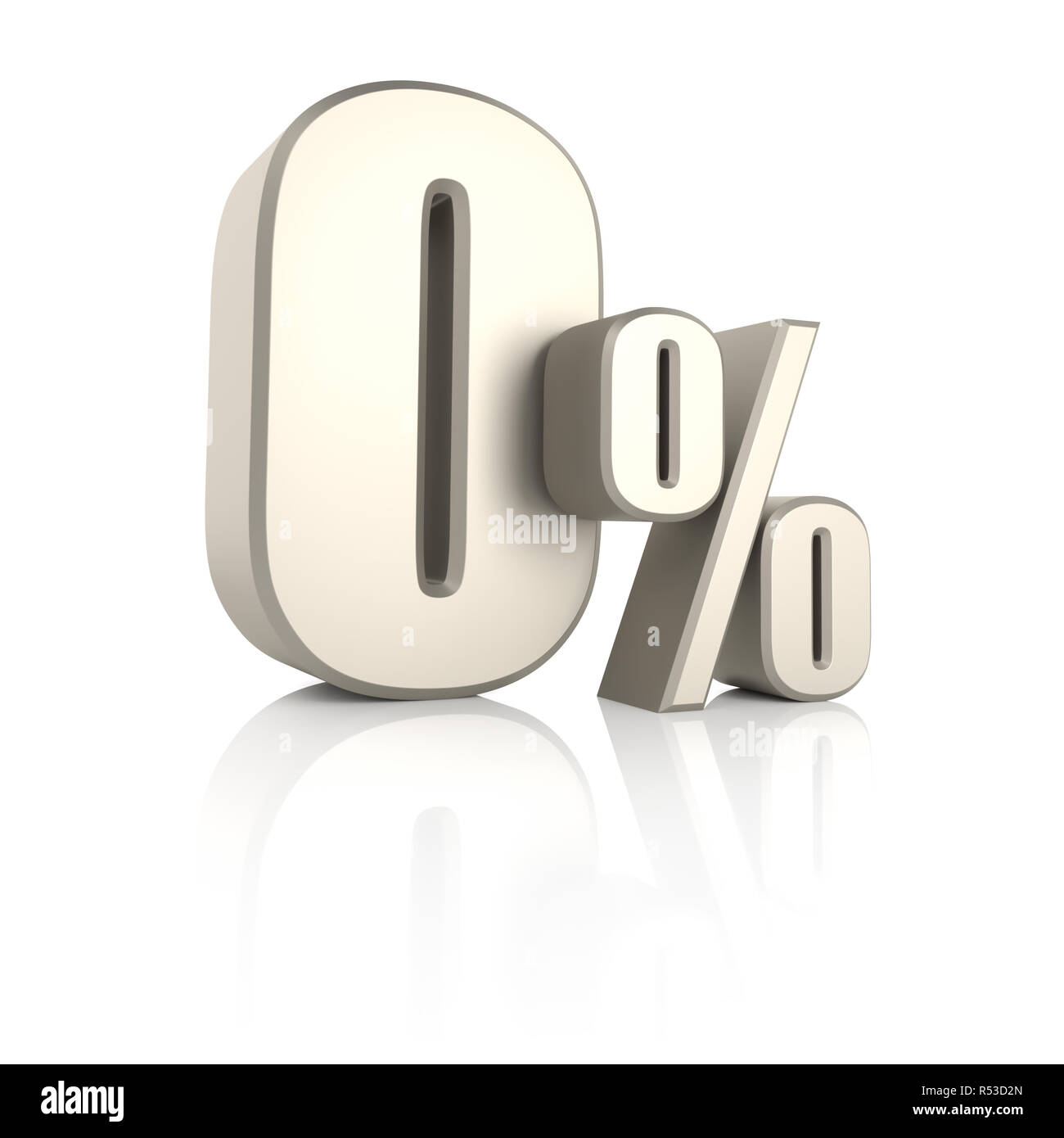 0 percent isolated on white background. 3d render Stock Photo - Alamy