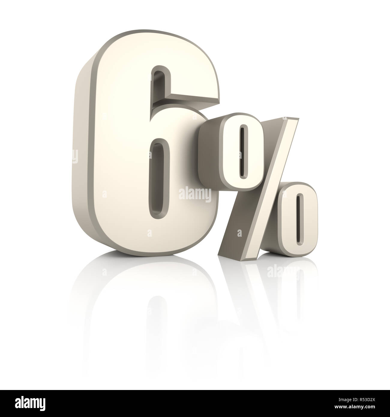6 percent isolated on white background. 3d render Stock Photo - Alamy