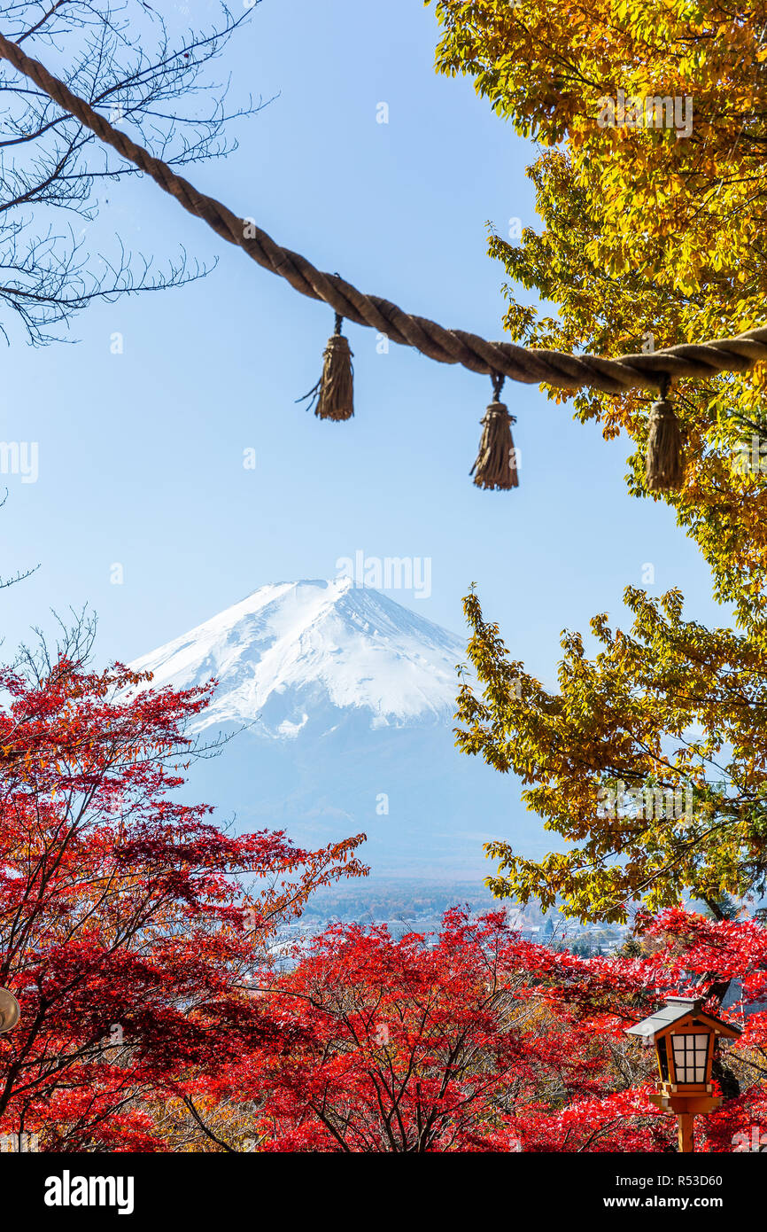 Mountain Fuji and japanese temple rope Stock Photo - Alamy