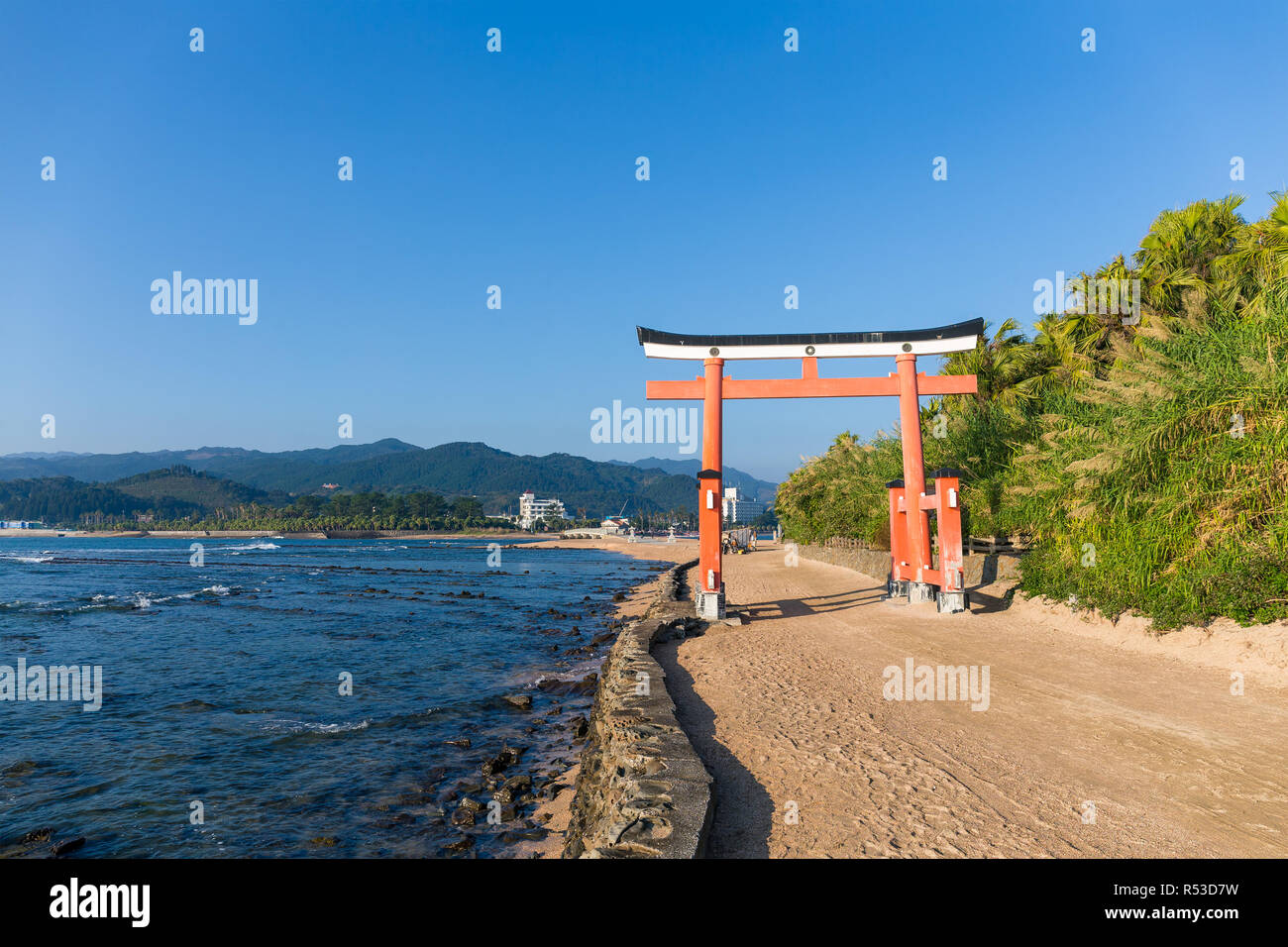 Red torii in Aoshima Shrine of Japan Stock Photo - Alamy