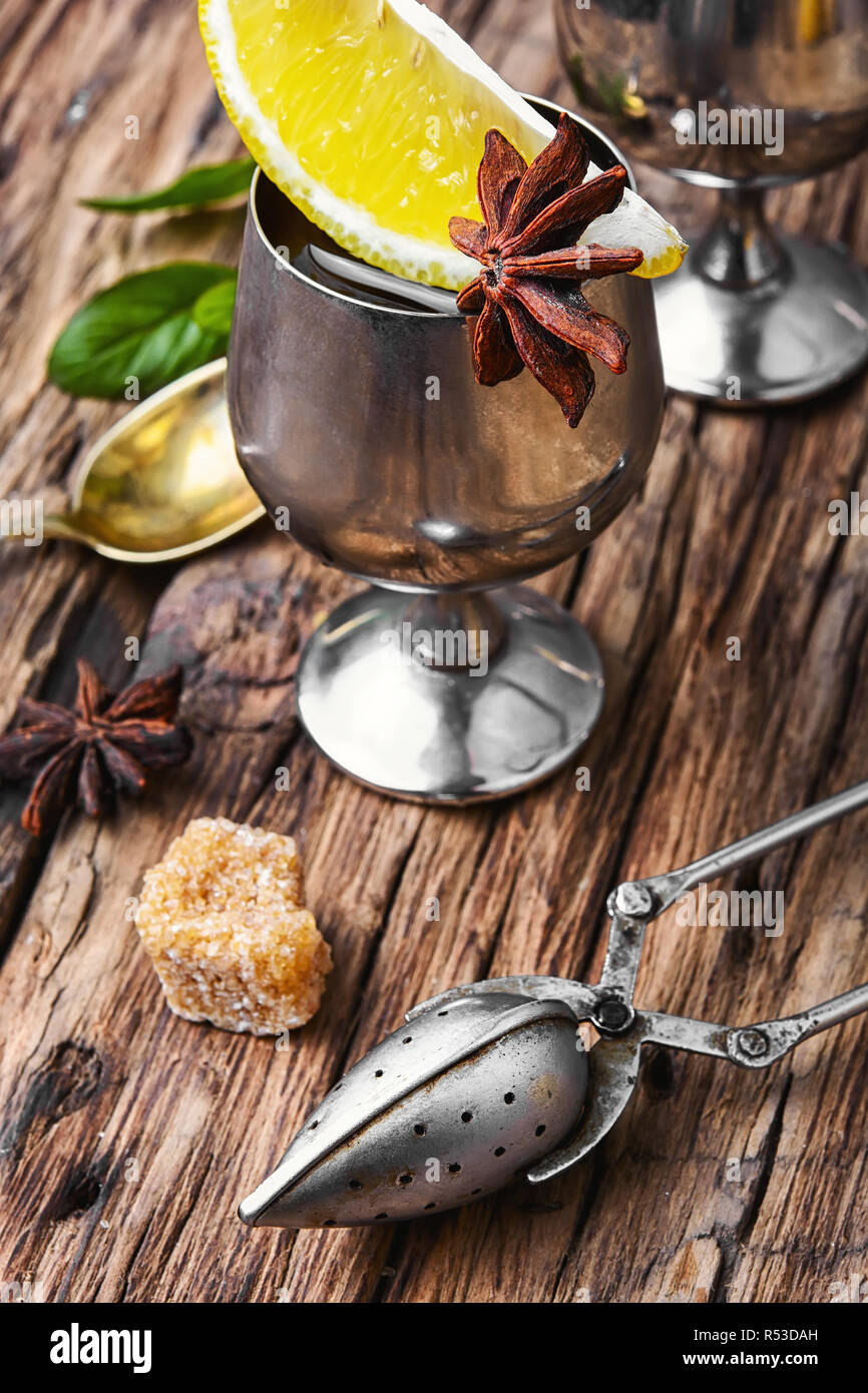 arabic tea on wood background Stock Photo - Alamy