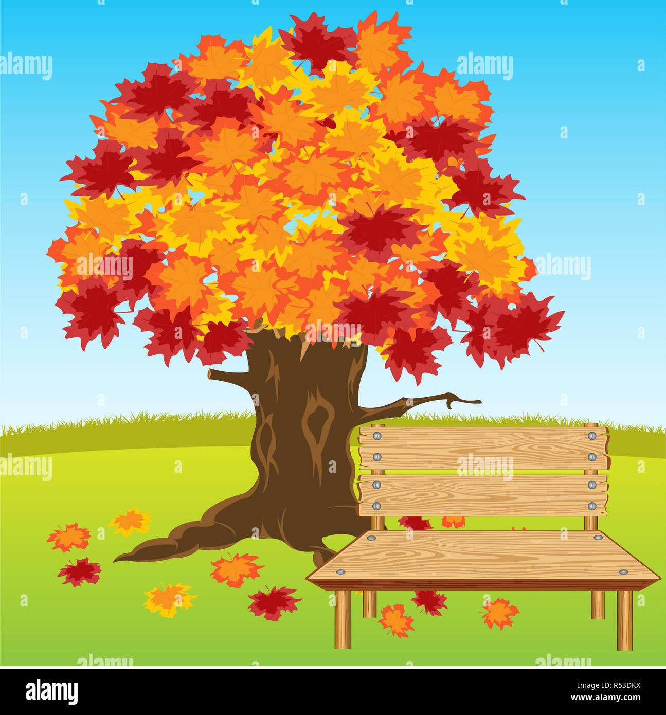 Bench under tree Stock Photo - Alamy
