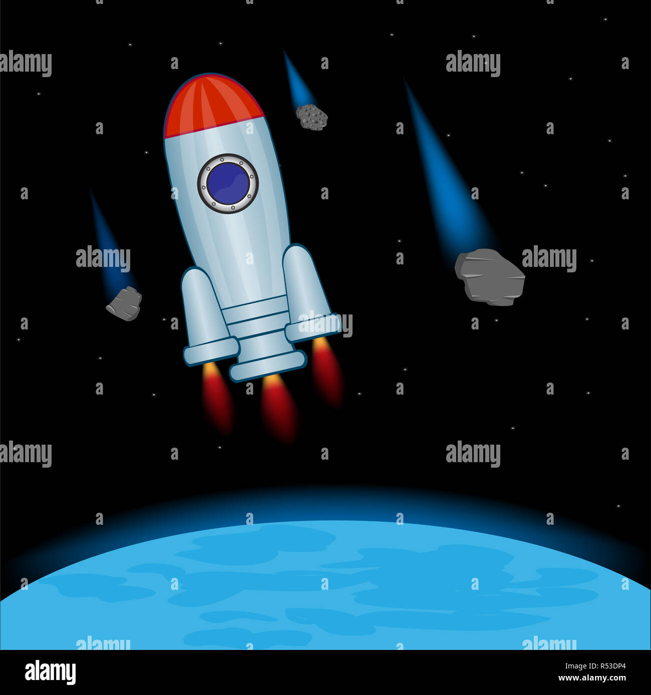 Rocket in open cosmos Stock Photo - Alamy