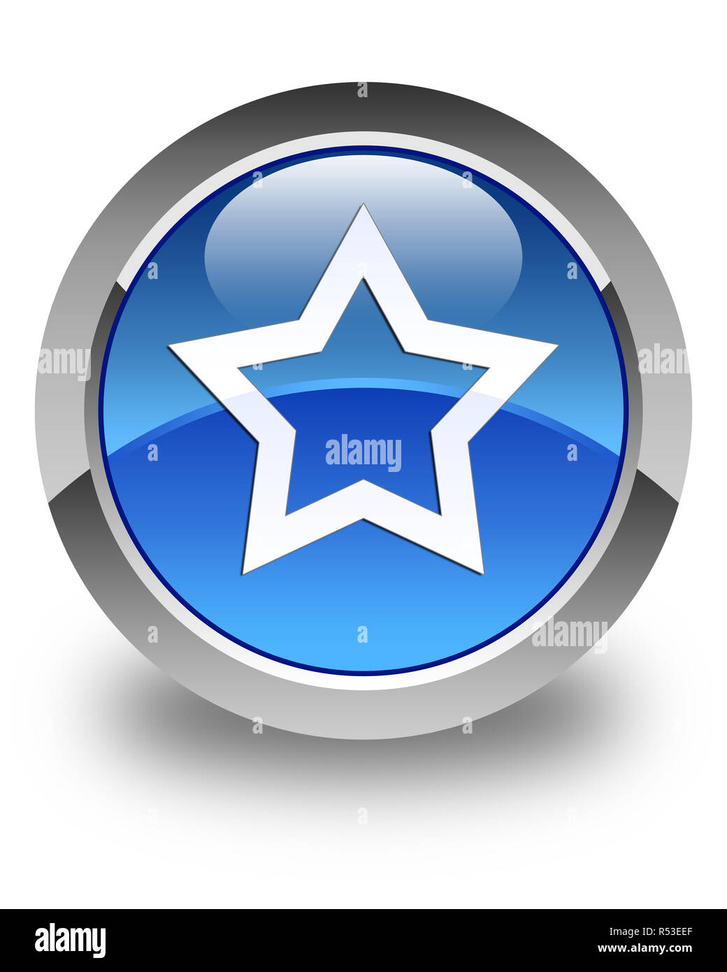 Star icon glossy blue round button Stock Photo - Alamy