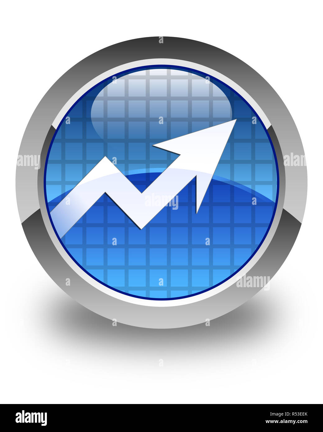 Business graph icon glossy blue round button Stock Photo - Alamy