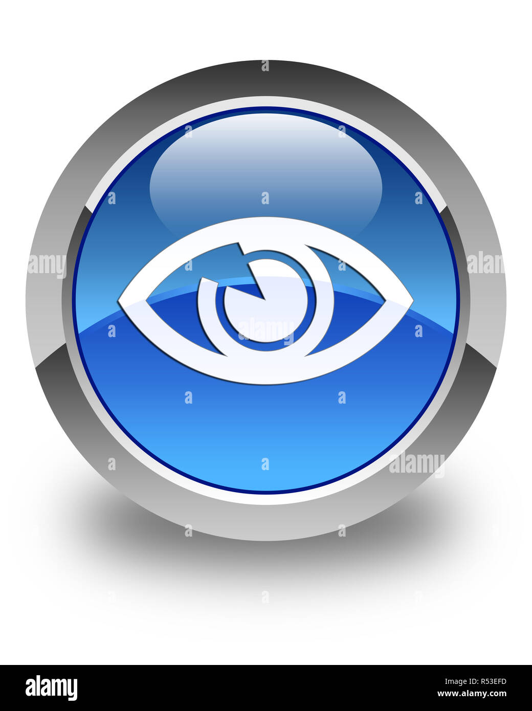 Eye icon glossy blue round button Stock Photo - Alamy