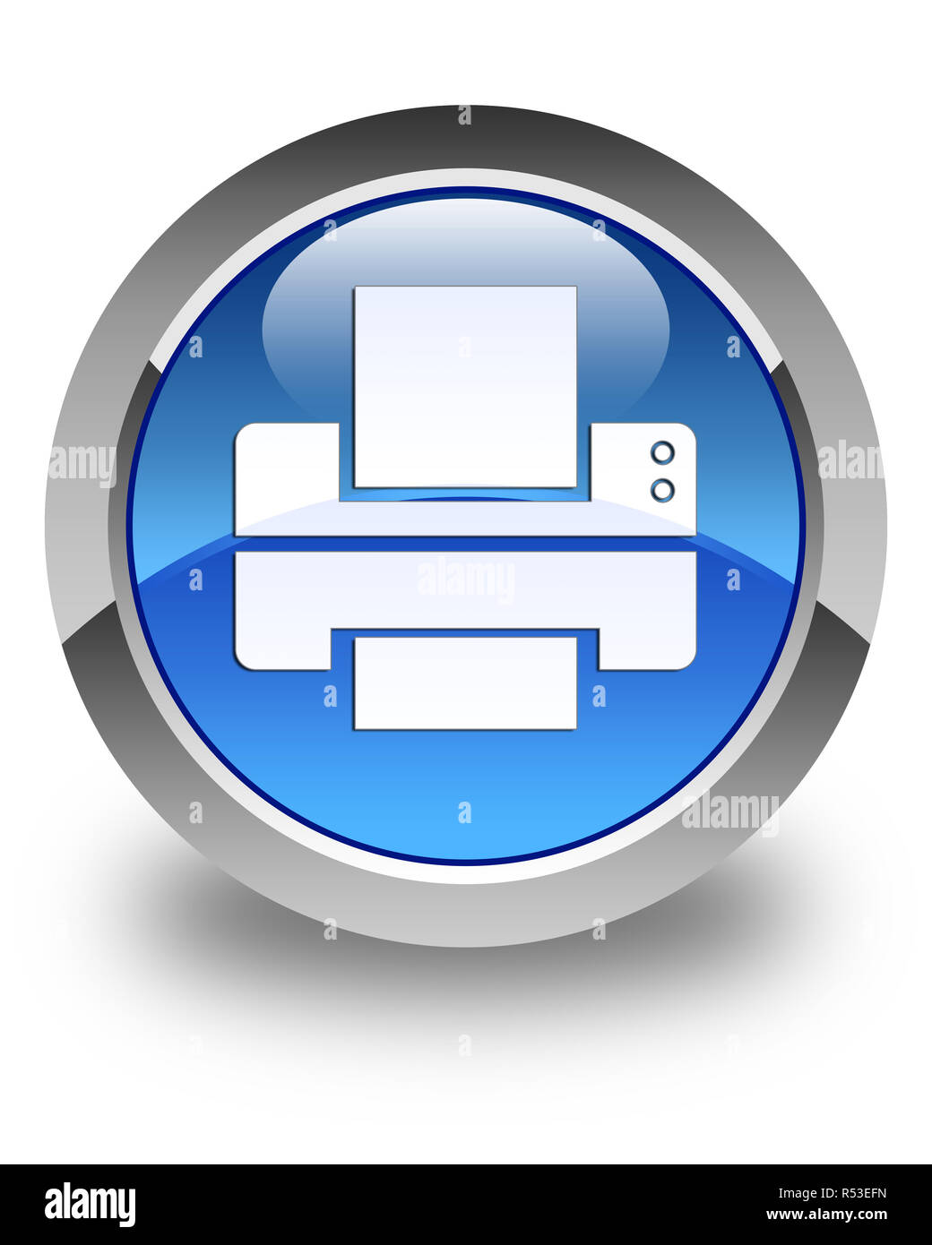 Printer icon glossy blue round button Stock Photo - Alamy
