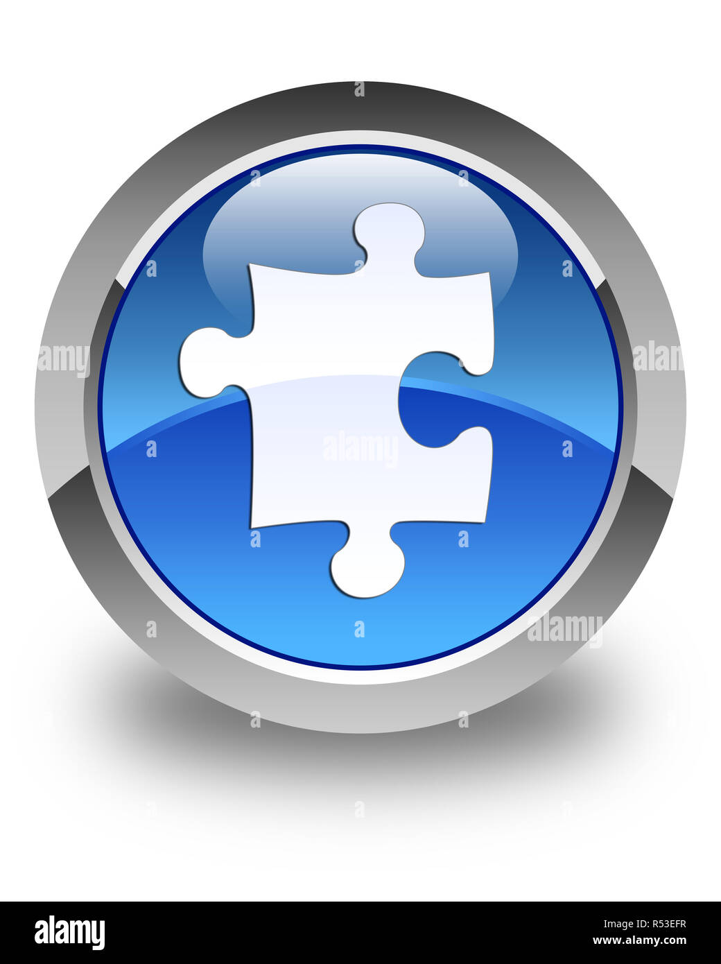 Puzzle icon glossy blue round button Stock Photo - Alamy