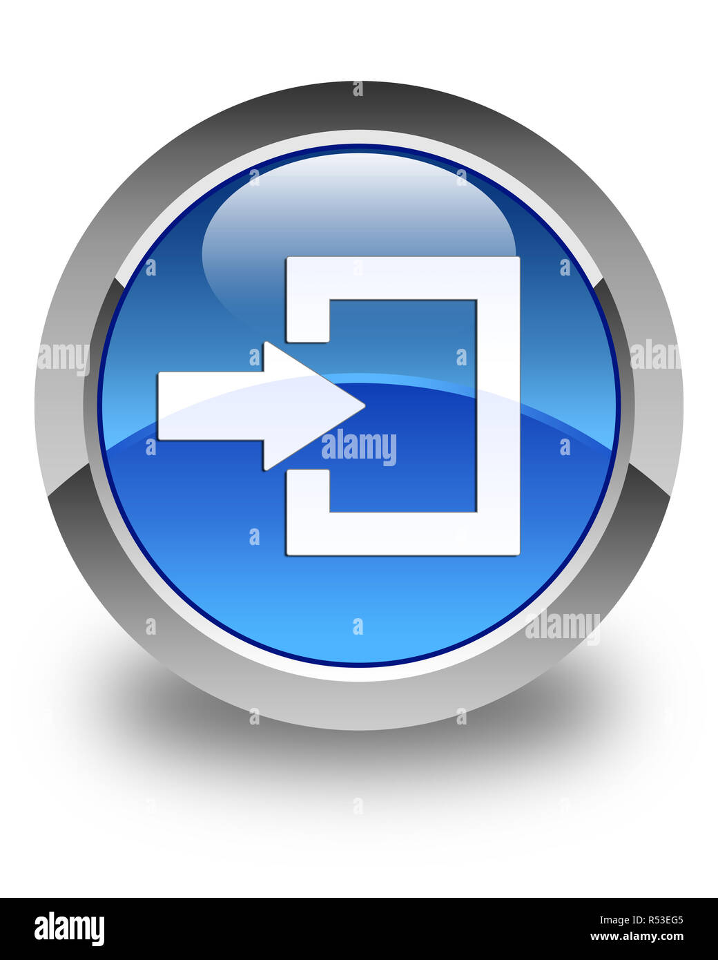 Login icon glossy blue round button Stock Photo - Alamy