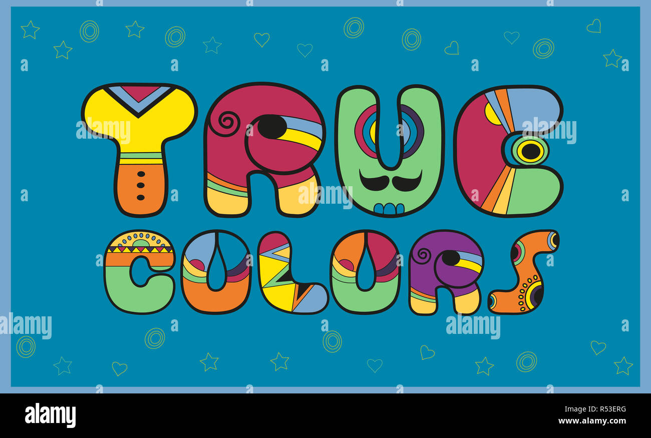 True Colors. Unusual artistic font Stock Photo - Alamy