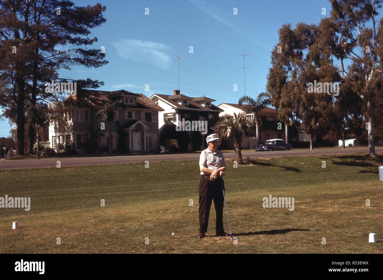 View of a man pausing during a round of golf at the Coronado Golf ...