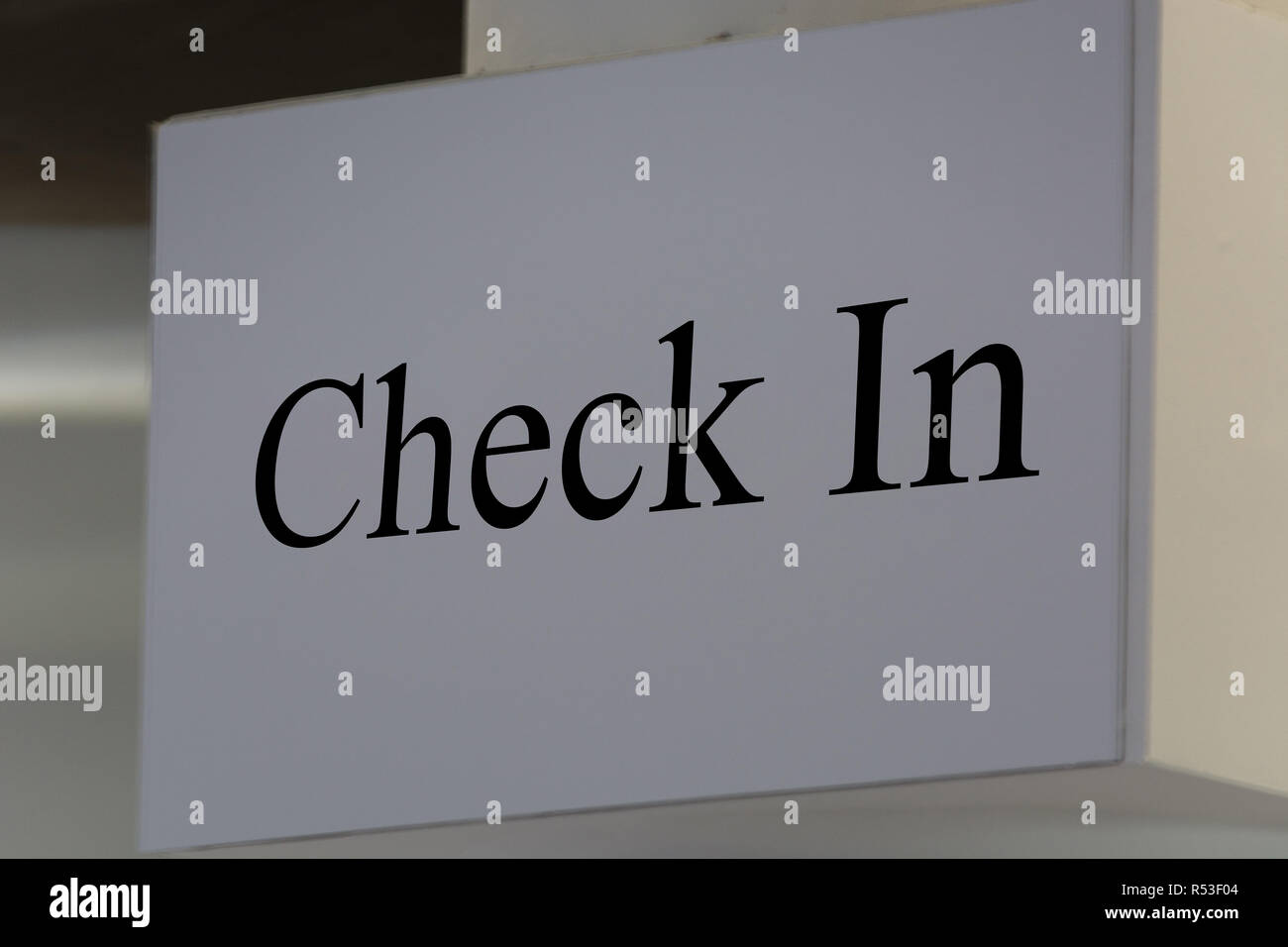 info signage with caption check in Stock Photo - Alamy