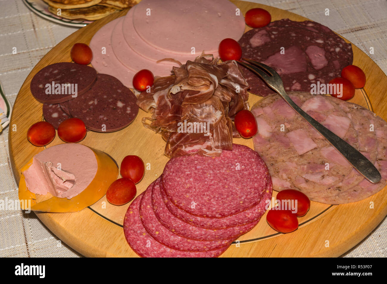 sausage platter with homemade fresh sausage Stock Photo - Alamy