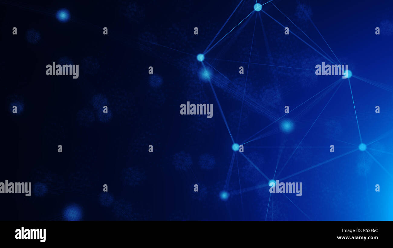 Abstract connected dots on bright blue background Stock Photo - Alamy