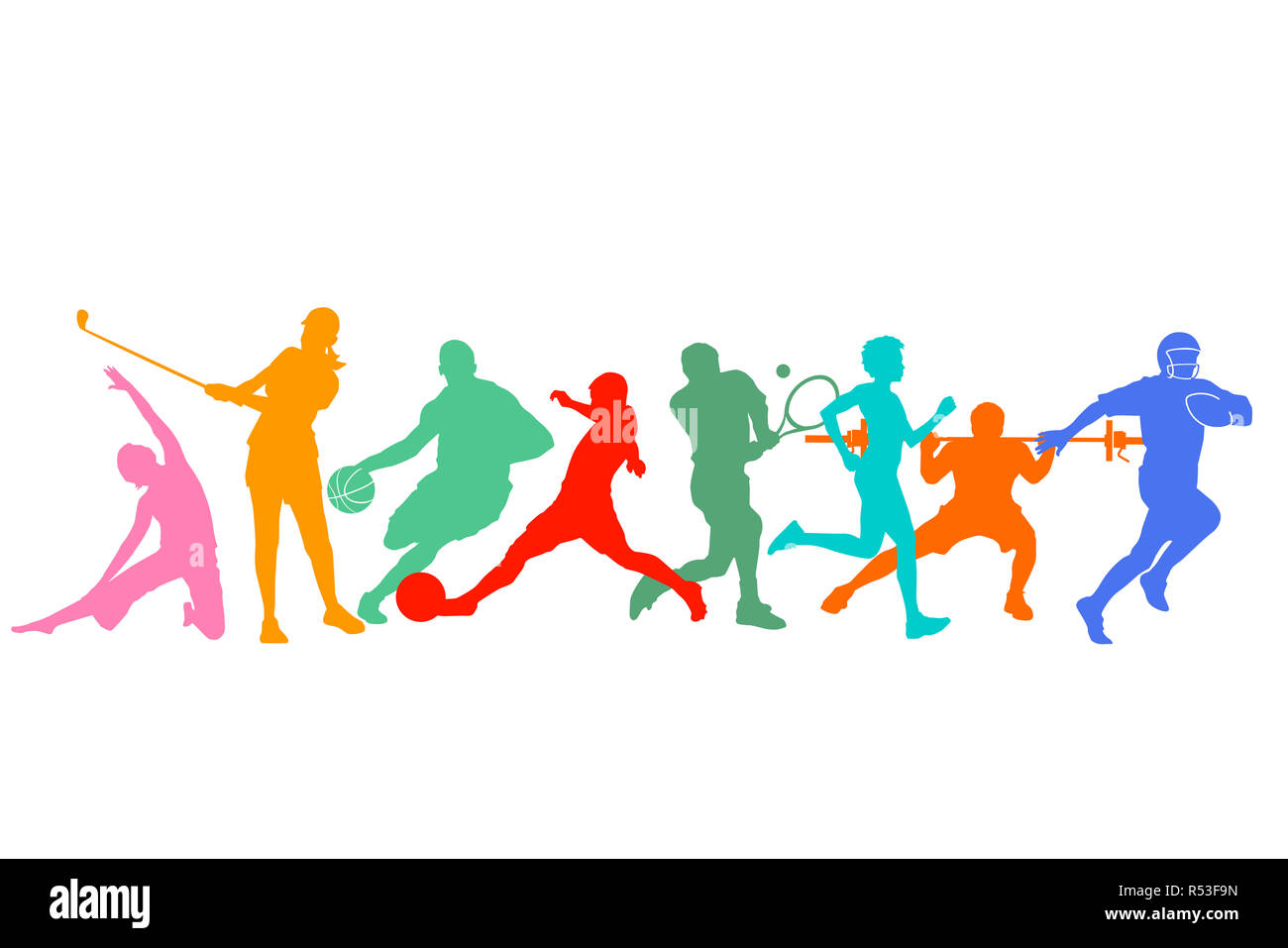 group of athletes and sportsmen illustration Stock Photo - Alamy