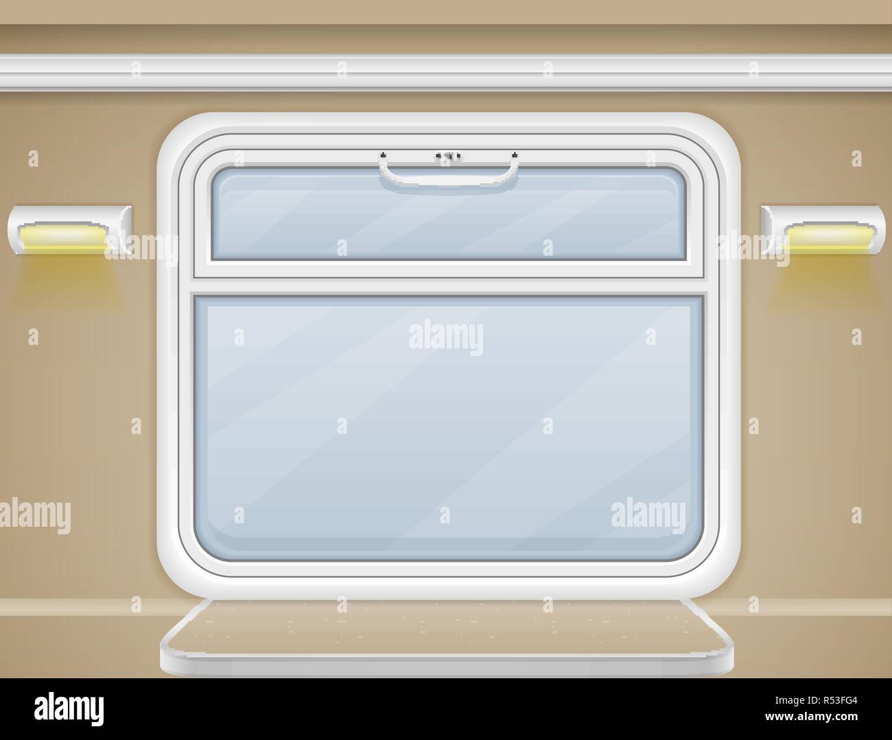 window and table in the train compartment vector illustration Stock ...