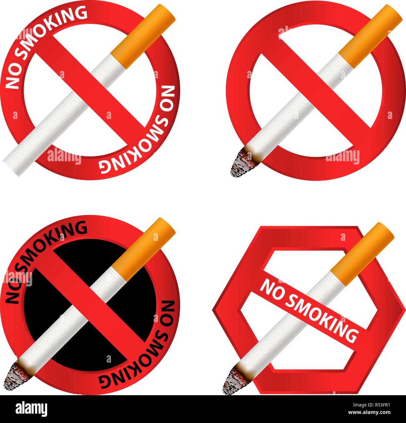 No smoking icon set. Realistic set of no smoking vector icons for web ...